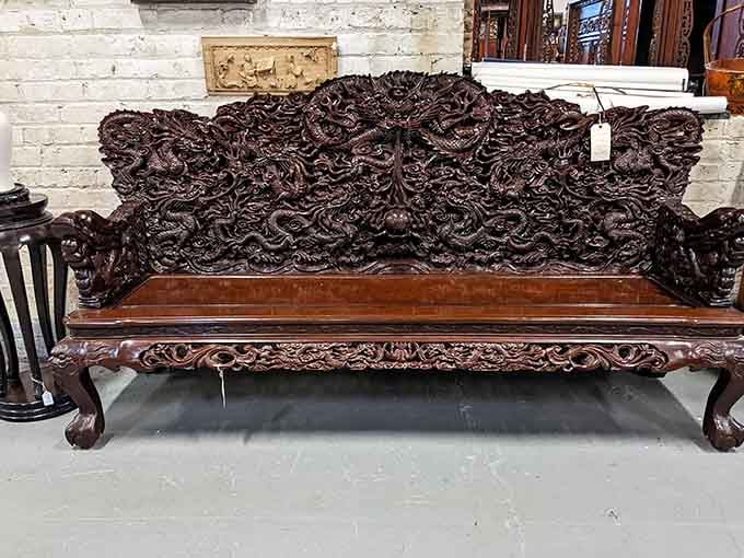 When a bench has more intricate carvings than your family tree, you know you've found something special worth bringing home.