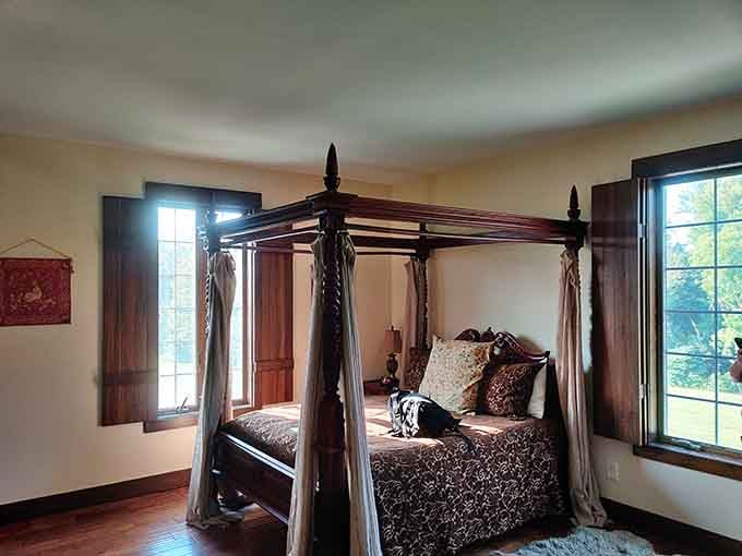 Sleep in a four-poster bed fit for royalty, because your back deserves better than a futon.