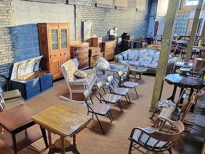 Furniture with more stories than your uncle at Thanksgiving dinner fills every corner of this magnificent space.