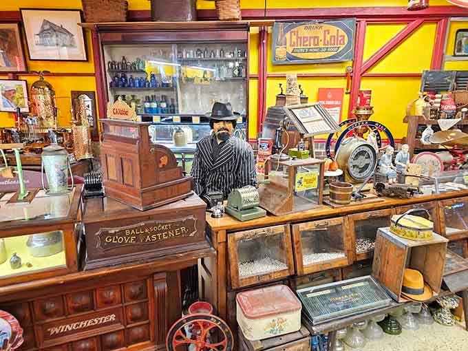 That dapper mannequin has seen more history than most textbooks, surrounded by treasures from America's golden age.
