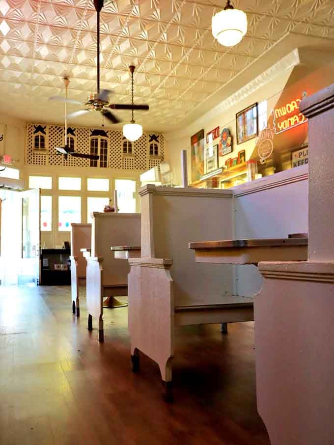 Step inside and let that pressed tin ceiling transport you to an era when soda fountains were social hubs.