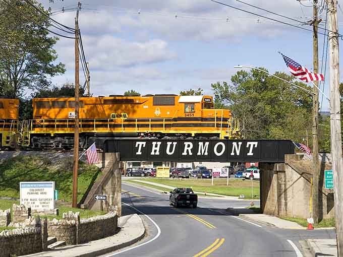 Welcome to Thurmont, where even the railroad bridge doubles as a charming gateway to mountain adventures.