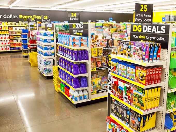 Wide aisles and bright lighting transform discount shopping from treasure hunt into pleasant stroll through savings paradise.