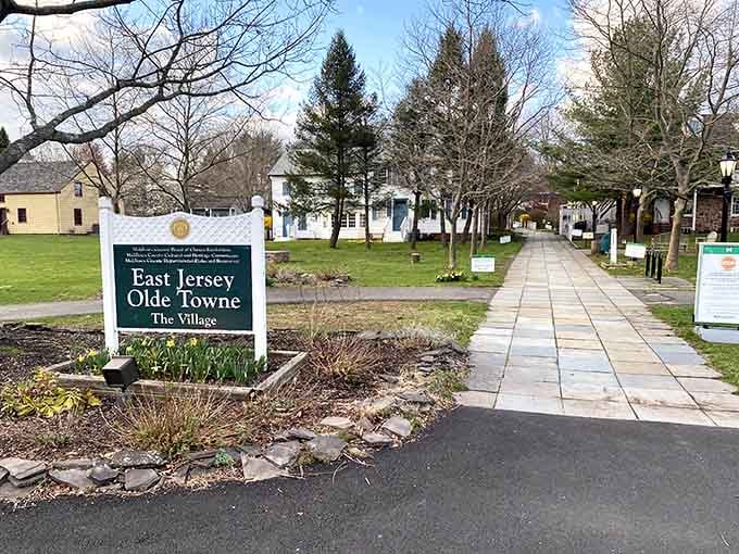 Your portal to the 1830s awaits just past this welcoming sign in Piscataway's hidden treasure.