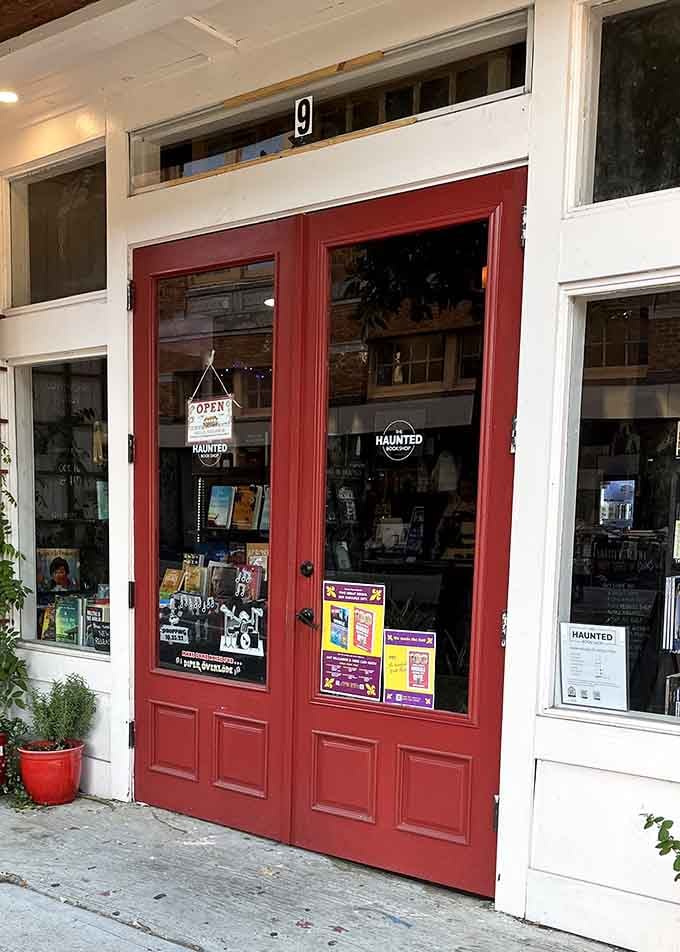 Those red doors aren't just an entrance&mdash;they're a portal to countless worlds waiting on shelves inside. Literary magic begins here.