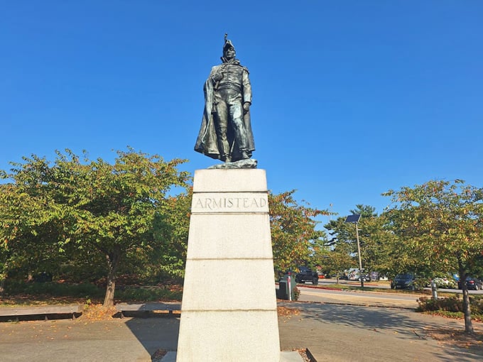 The Armistead Monument stands tall, honoring the commander who refused to let Baltimore become British real estate in 1814.