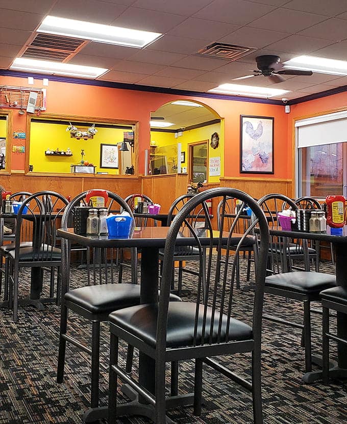 Bright, cheerful walls and comfortable seating create the perfect backdrop for your morning feast at Frittatas.
