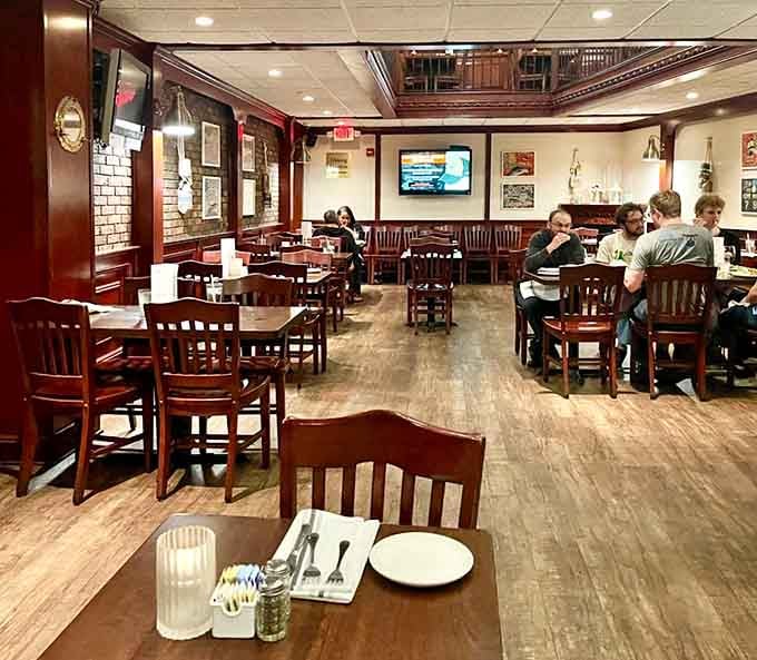 Clean lines, dark wood, and comfortable seating prove fancy decor can't compete with exceptional food.