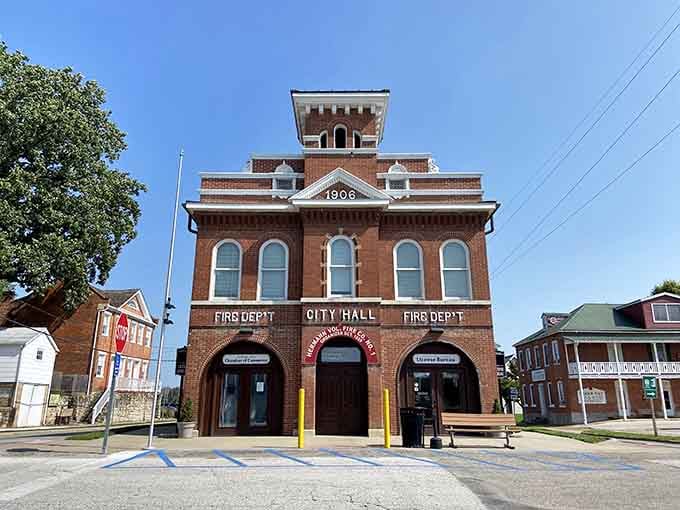 This 1896 beauty still houses city hall and the fire department, because Hermann doesn't believe in wasting good architecture.