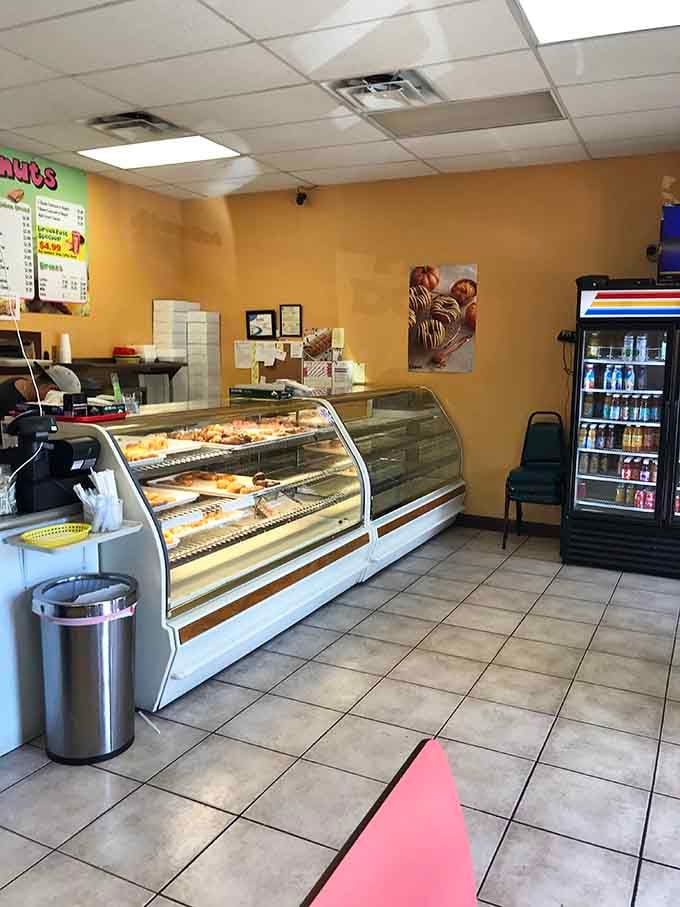 Clean, straightforward, and focused on what matters: those gleaming display cases full of morning glory.