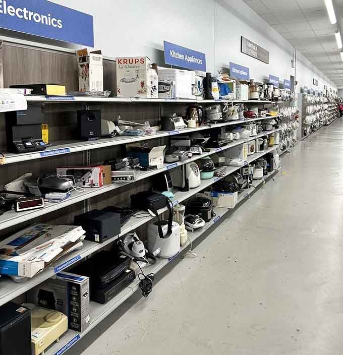 Rows of kitchen gadgets stretch endlessly, like a culinary treasure map where X marks the eight-dollar espresso machine.