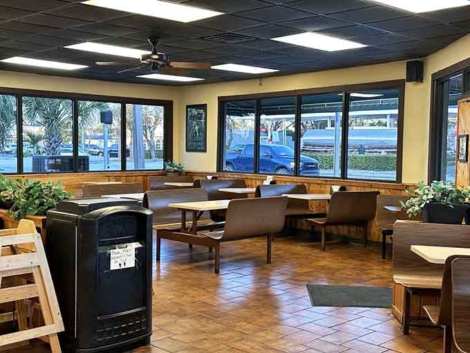 Wooden booths bathed in natural light create that perfect no-nonsense dining atmosphere where the focus remains squarely on what matters most&mdash;the food.