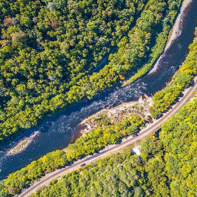 The Lehigh River ribbons through forests so thick you'll forget what century you're in.