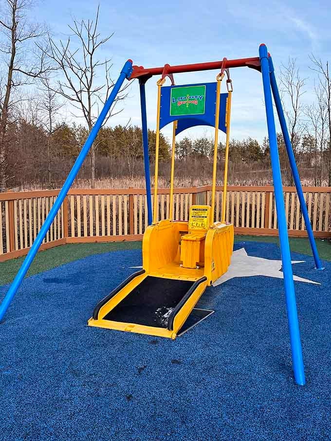 The Liberty Swing lets wheelchair users experience pure swinging joy, no transfers required, just happiness in motion.