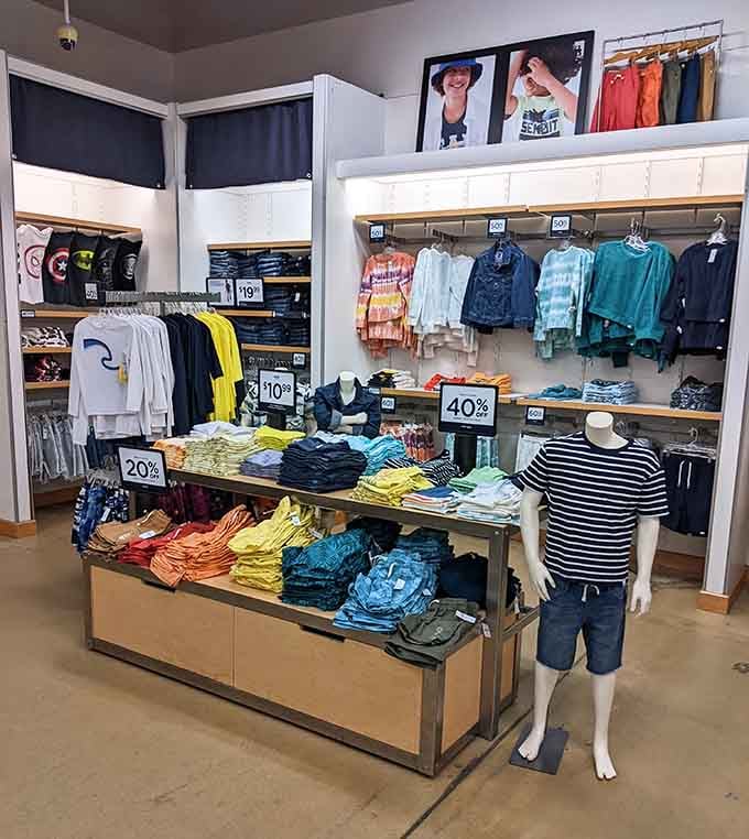 Color-coded shopping nirvana where 20% and 40% off signs work like retail pheromones, luring even the most budget-conscious shoppers into a state of discount euphoria.