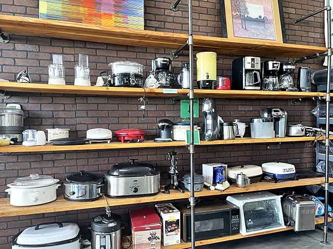 Kitchen gadget heaven! From slow cookers to coffee makers, this appliance wall is where culinary dreams come true without the Williams-Sonoma price tag.