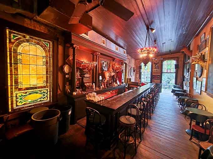 Candlelight and pressed tin ceilings create an atmosphere that no modern designer could ever successfully replicate or fake.