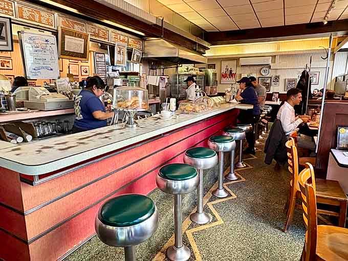 Chrome stools, terrazzo floors, and counter service that transports you straight back to Eisenhower's America, no flux capacitor required.