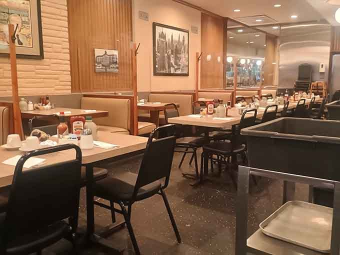 Classic diner booths and counter seating where generations have solved the world's problems over eggs and endless coffee refills.