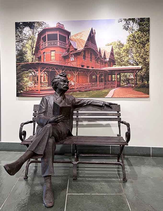 Sitting with literary greatness never looked so inviting, even if he's bronze and you're just visiting for the afternoon.