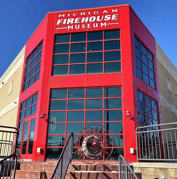 That bold red exterior isn't subtle, and honestly, why should it be when you're housing firefighting history?