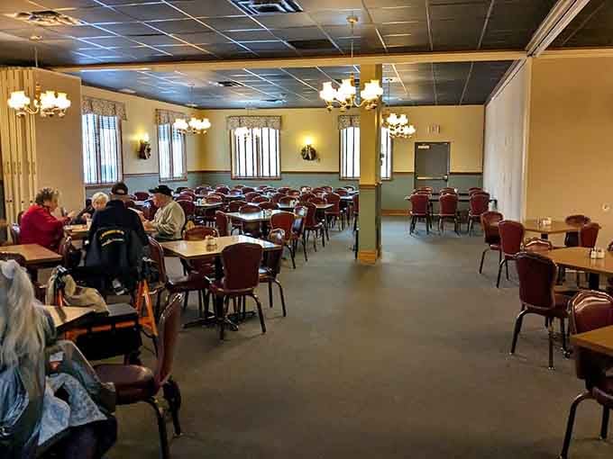 Spacious, unpretentious, and ready to welcome your entire extended family without anyone bumping elbows at neighboring tables.