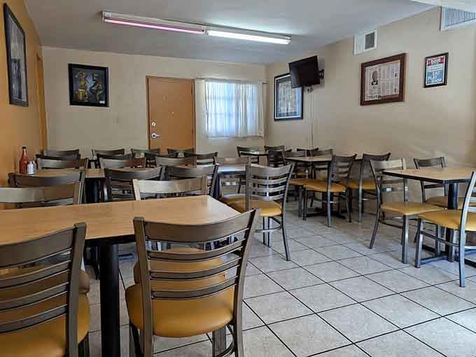 Simple tables, honest chairs, and walls that have witnessed decades of satisfied sighs after perfect bites.
