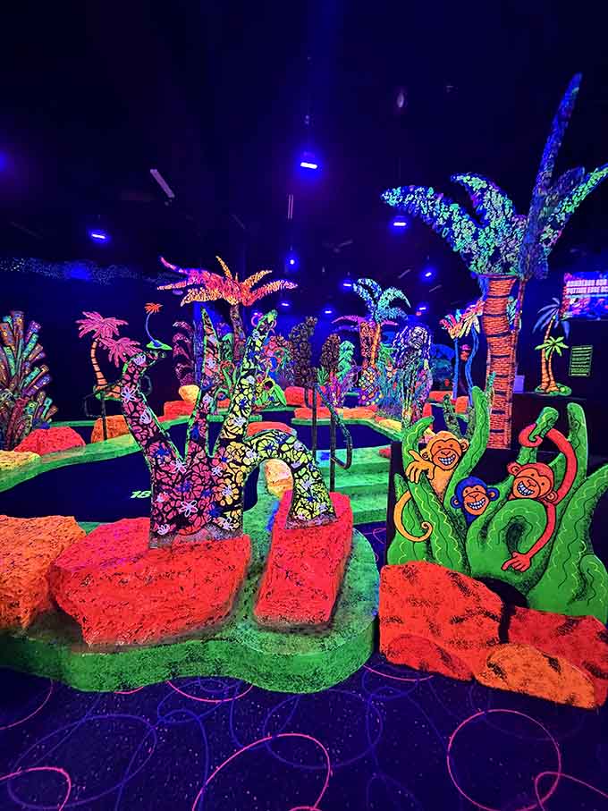 Welcome to a jungle where the wildlife glows brighter than your uncle's Hawaiian shirt collection.