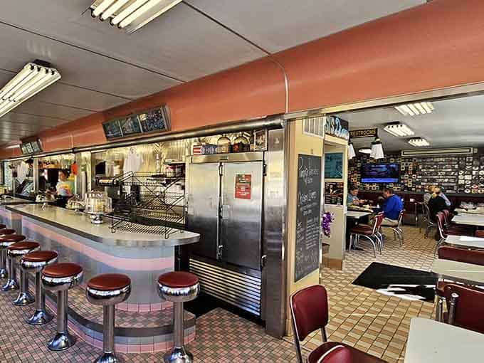 Chrome, vinyl, and checkerboard floors create a retro symphony that would make even the Fonz feel right at home.