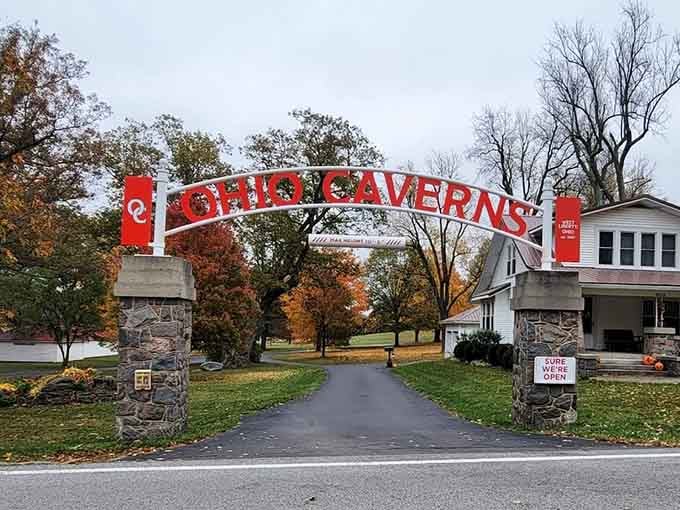 That cheerful entrance arch promises adventure, and trust me, the underground world delivers on every promise made.