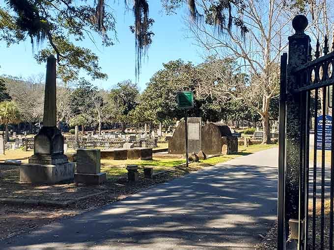 That ornate iron gate welcomes you to centuries of stories waiting patiently beneath Florida's endless sky.