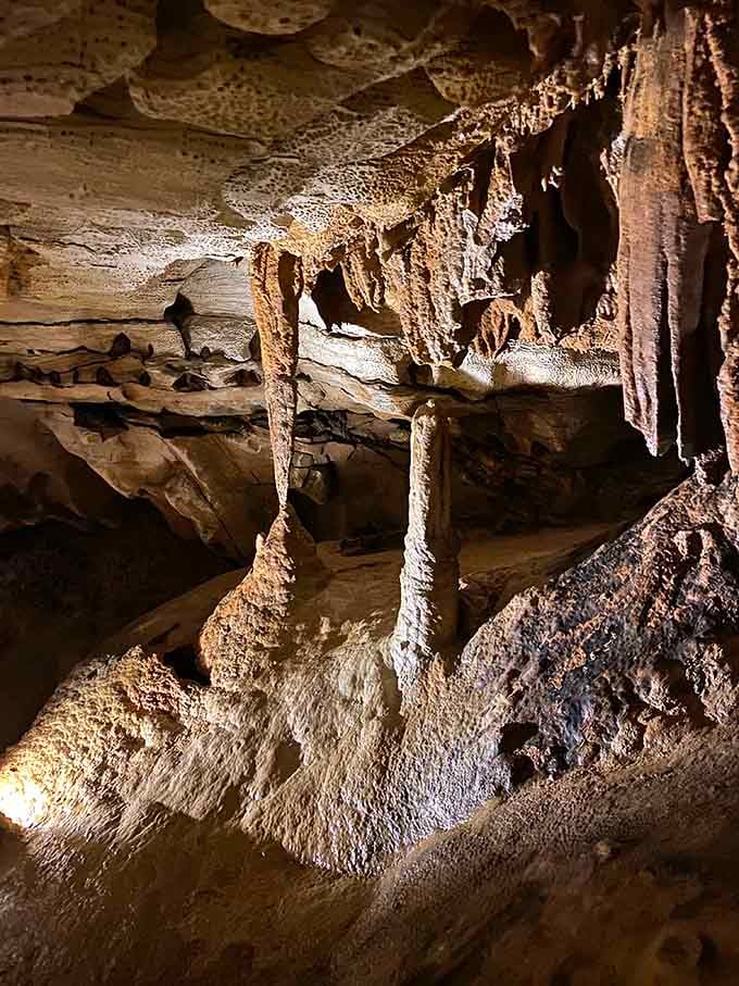 Stalagmites and stalactites meeting in the middle after thousands of years: the ultimate slow-motion handshake between earth and sky.