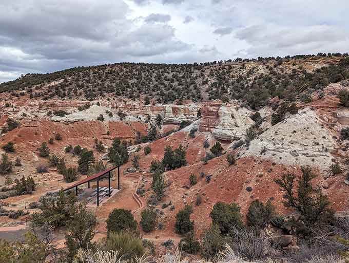 Nature's own geological layer cake, with stripes of red, white, and green that would make a pastry chef jealous. Utah's landscape never disappoints.