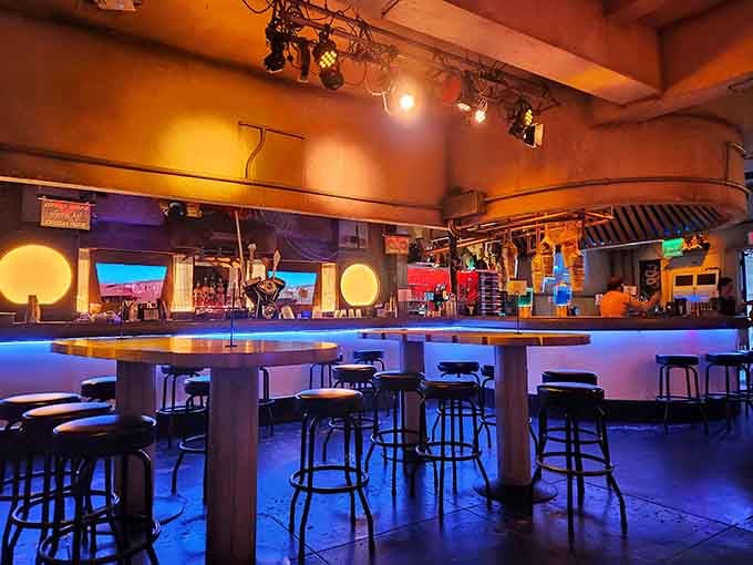 Step inside and suddenly you're not in California anymore; the blue-lit bar could serve drinks to actual space travelers.