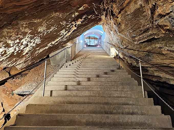 These stairs lead down into geological history, where every step takes you deeper into Earth's artistic archives.