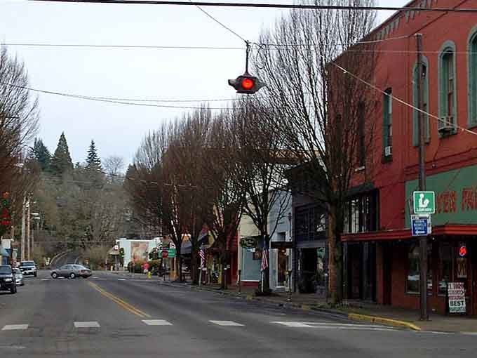 Main Street looks like someone raided a vintage postcard collection and brought it gloriously, impossibly to life.