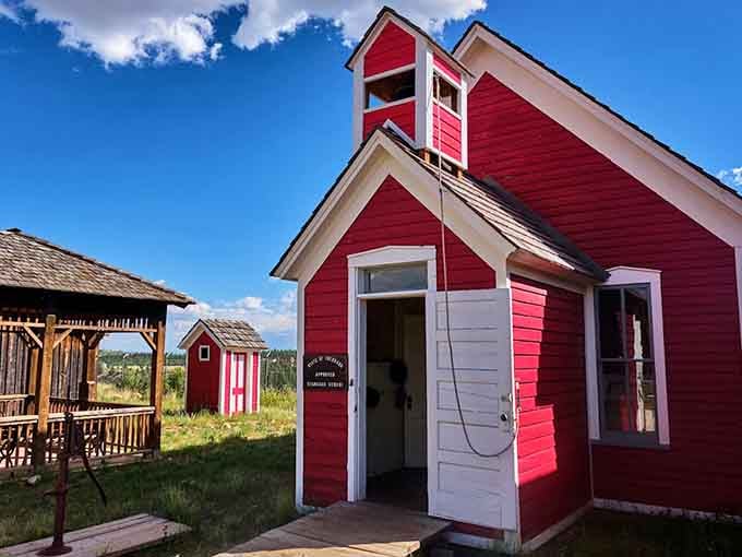 The schoolhouse stands ready to teach you that recess was earned, not given, in frontier Colorado.