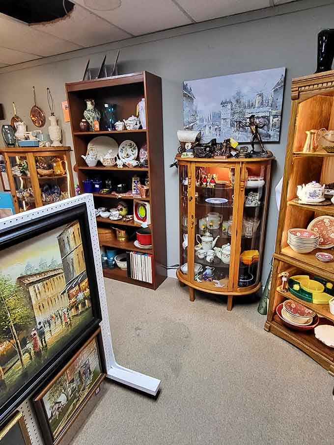 Decorative plates and vintage treasures arranged like a museum dedicated to your grandmother's impeccable taste and style.