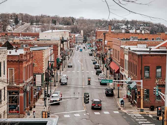 This bird's-eye view captures the essence of small-town America, where every street leads to another delightful discovery.