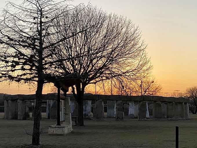 Golden hour transforms these plaster stones into something almost mystical, no ancient druids required for the magic.
