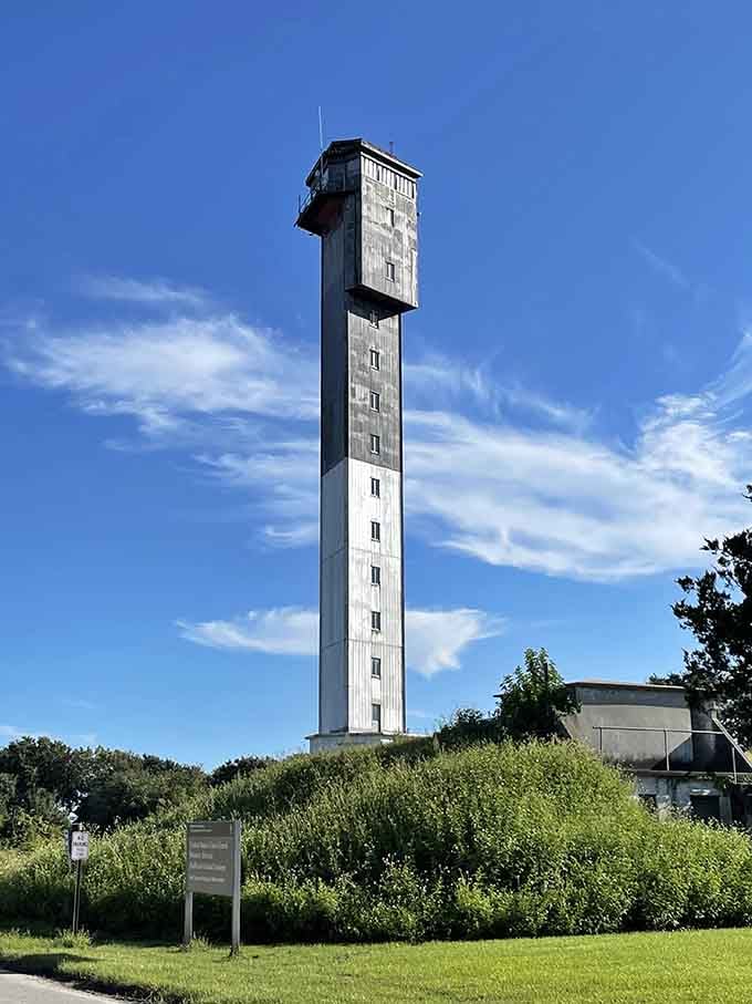 Rising like a minimalist sculpture, this angular beacon proves that function and form can coexist, even without traditional charm.