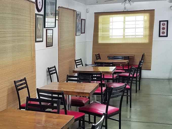 Simple tables, red chairs, and the promise of extraordinary tacos. Sometimes less really is more.