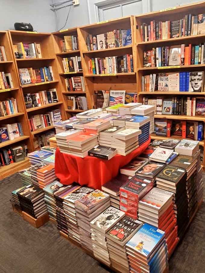 Stacks on stacks of literary treasures waiting to ambush your wallet and your weekend plans simultaneously.