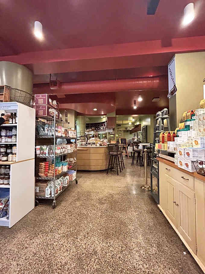 Step inside and you're surrounded by gourmet treasures, exposed beams, and the promise of sandwich perfection ahead.