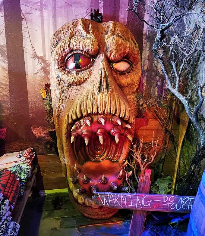 Meet the face that launched a thousand nightmares, complete with mismatched eyes and more teeth than your dentist recommended.