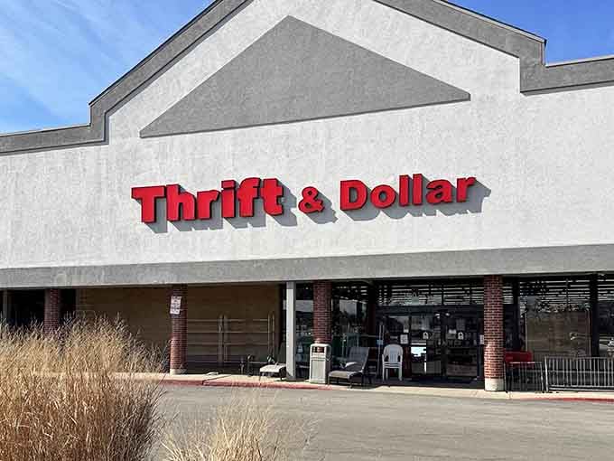Red signage against beige, the retail equivalent of Clark Kent's glasses – a humble disguise for the wonderland inside.