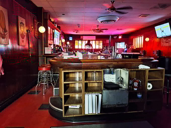 Step inside where the red glow feels like a warm hug from your favorite aunt.