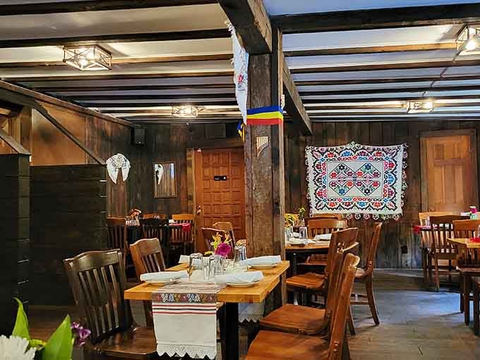 Dark wood and traditional textiles create an atmosphere so authentic, you'll check your passport to confirm you're still stateside.