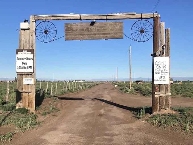 That rustic entrance practically screams "aliens welcome," which is refreshingly honest advertising in the tourism business.