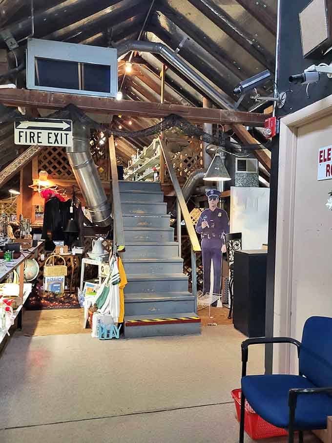 Inside, exposed beams and quirky displays create an atmosphere where every corner promises another unexpected discovery waiting to happen.